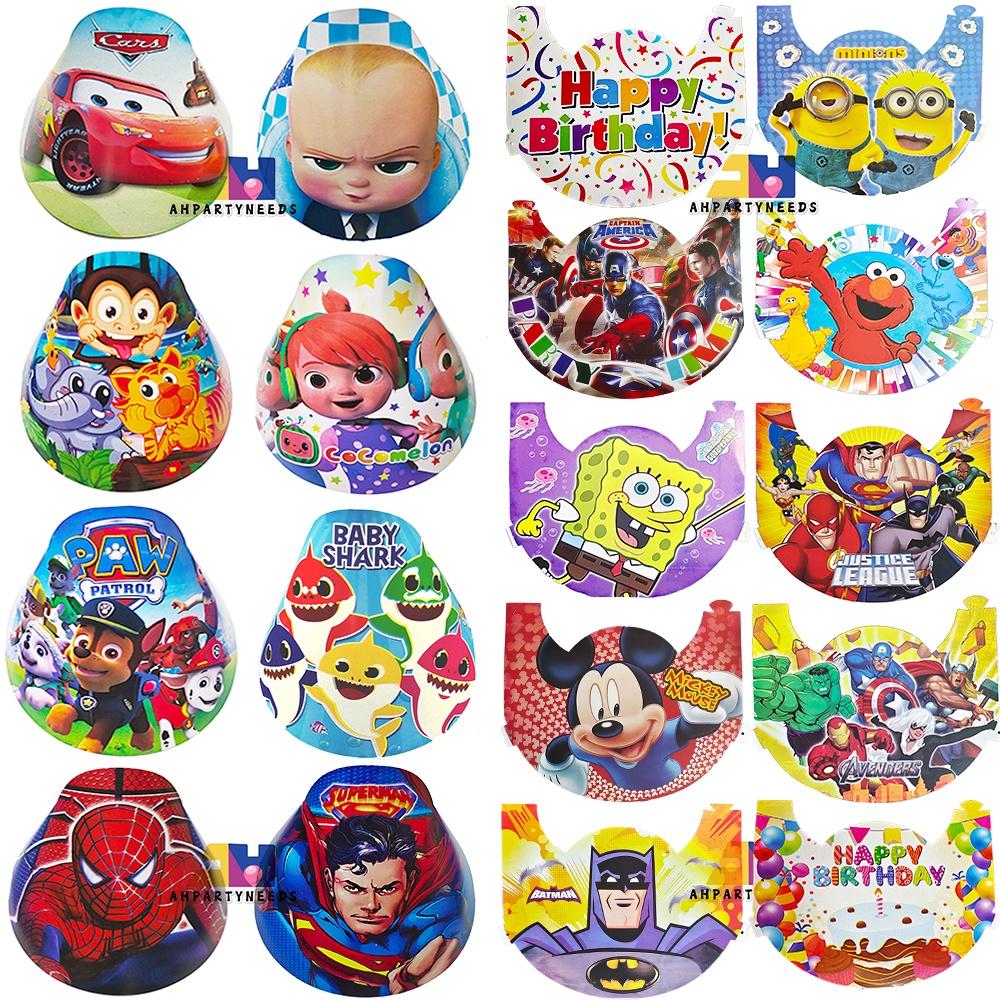 10pcs party hat for birthday boy charater party supplies decorations ...