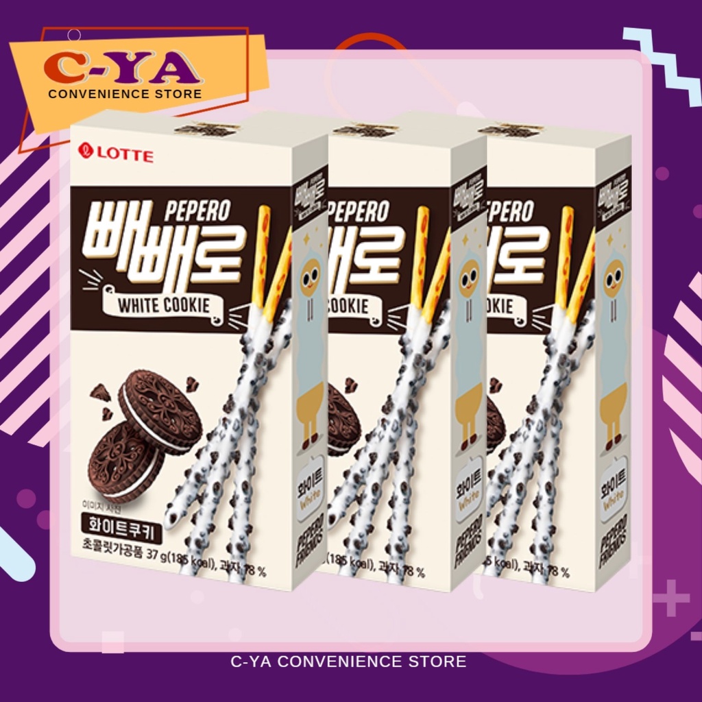 Lotte Pepero White Chocolate And Cookie Stick Biscuit 3x32g Shopee