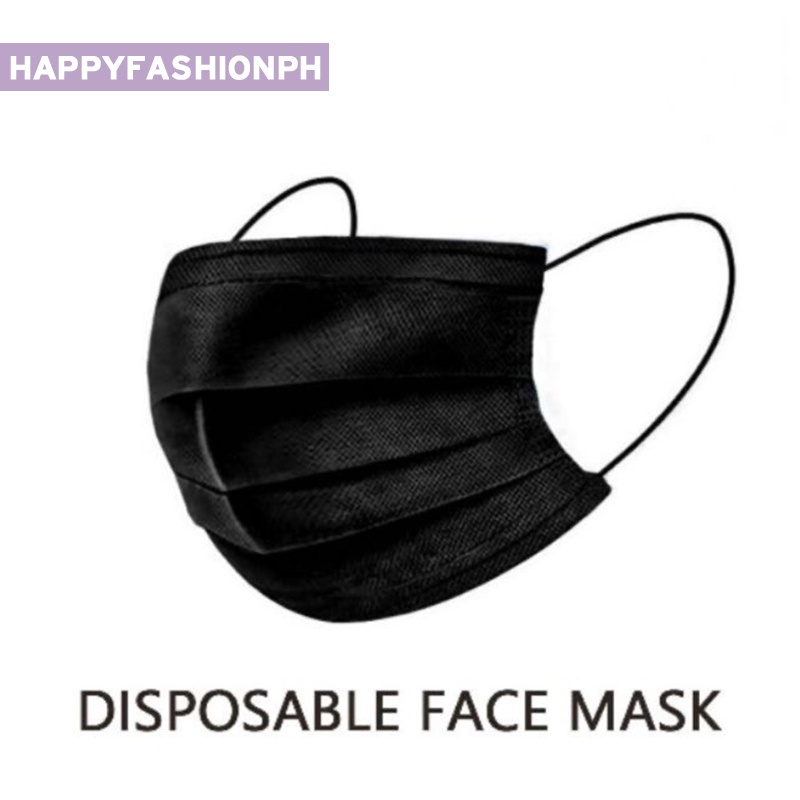 Black Surgical Face Mask 3ply 50pcs | Shopee Philippines