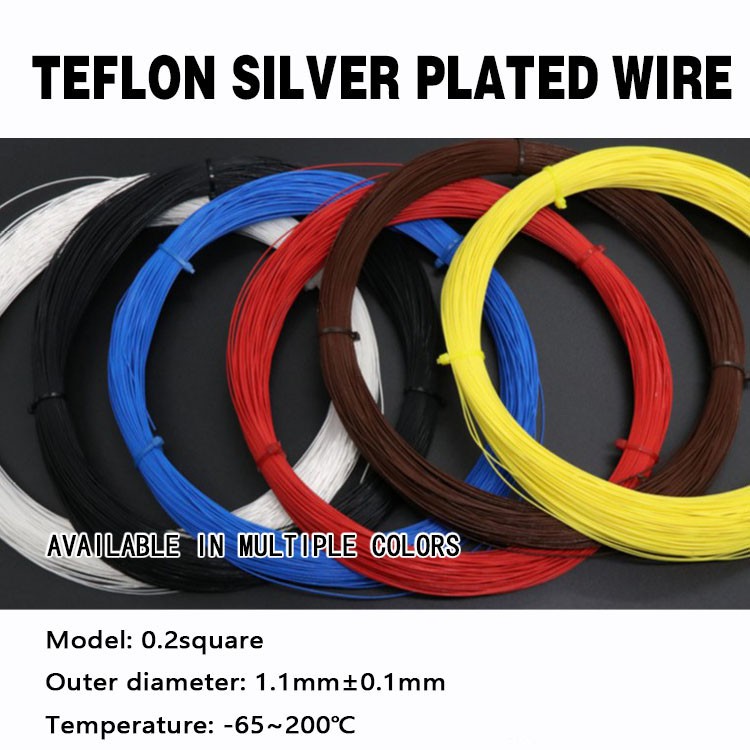 Teflon silver-plated wire 24AWG high temperature wire Wire diameter 1.1mm 0.2 square Electronic ...