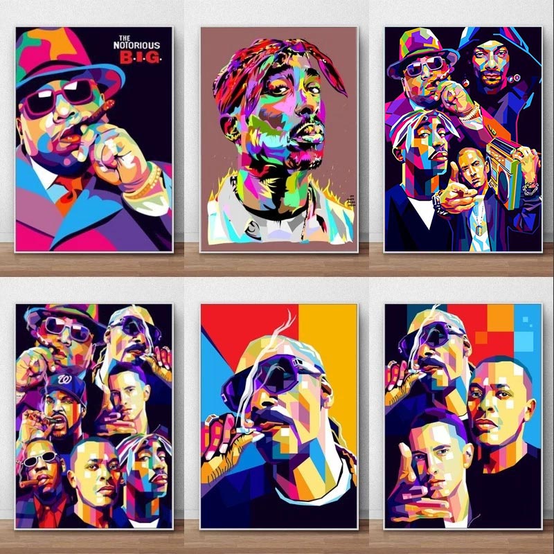 2Pac Rapper Graffiti Art Canvas Painting Hip-Hop Singer Poster and ...