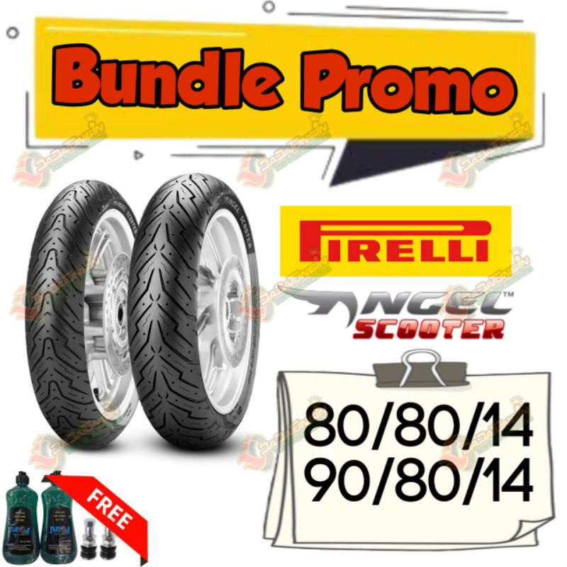 PIRELLI Angel Scooter Tire Bundle 80/80/14 & 90/80/14 with Free Tire ...