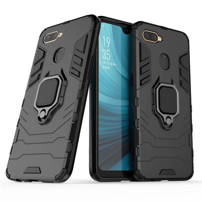 OPPO A12 Case Shockproof Armor Hard Plastic Ring Back Cover Phone Case ...
