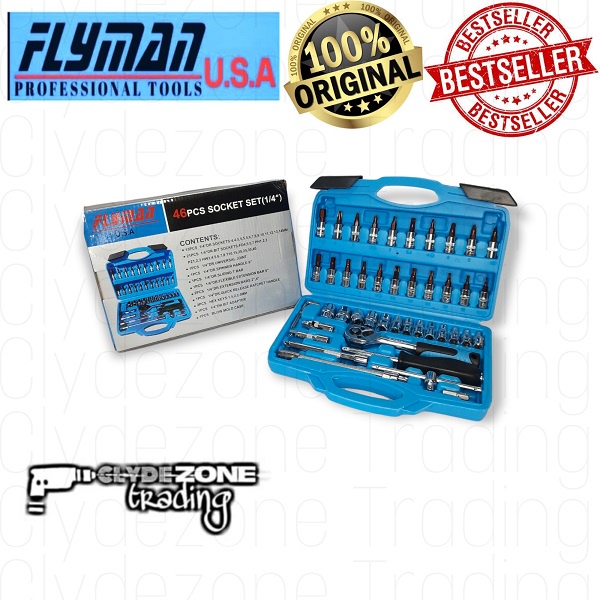 FLYMAN ORIGINAL 46 Pcs. SOCKET WRENCH SET 1/4" | Shopee Philippines