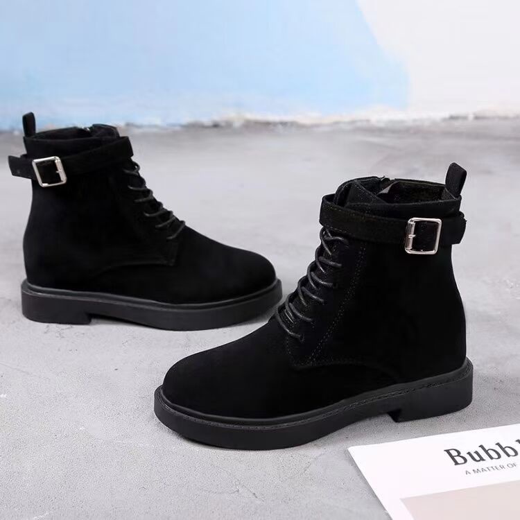 Zipper flat women's shoes pointed toe frosted lace-up thick heel ...