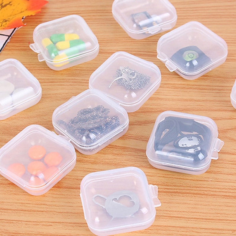 Transparent Portable Flip Jewelry Box / Mini Square Plastic Storage ...