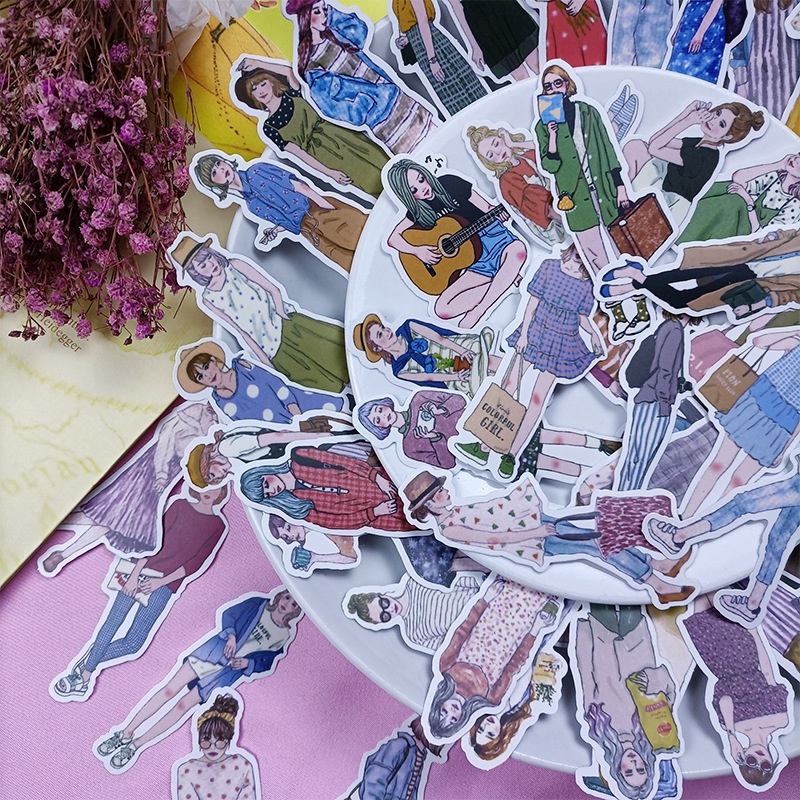 Sticker Creative Cute Girl Character Series Korean Stickers Diary ...