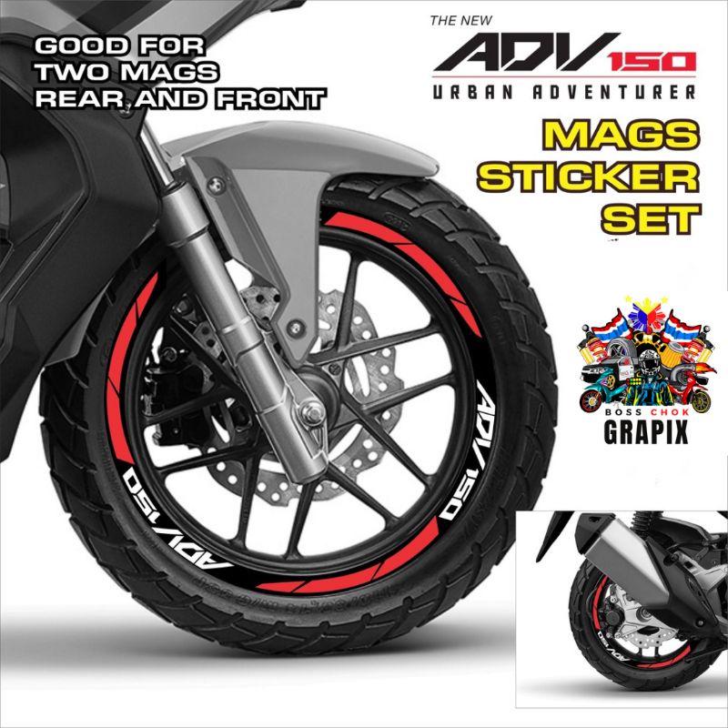Honda ADV 150 Mags Stickers Set - Front & Rear (Free: Random Stickers ...