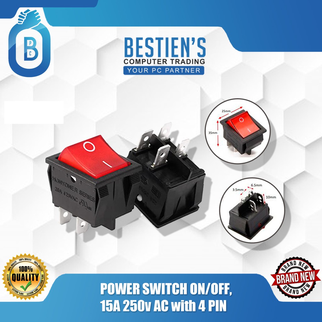 POWER SWITCH ON/OFF, 15A 250v AC with 4 PIN | Shopee Philippines