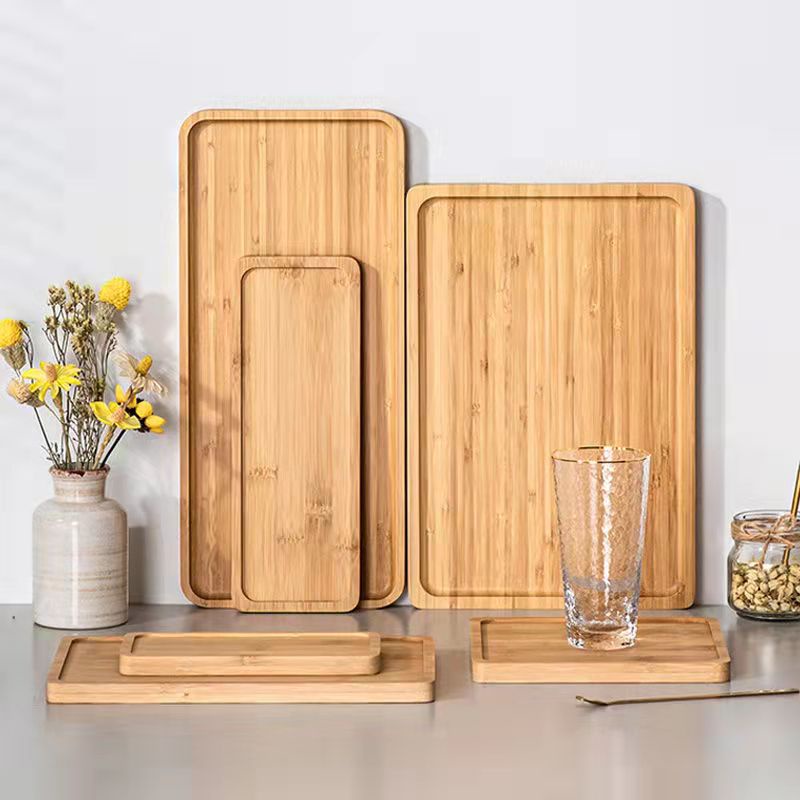 Top Quality Bamboo Serving Tea Tray– Wooden Platter Serveware Tray for ...