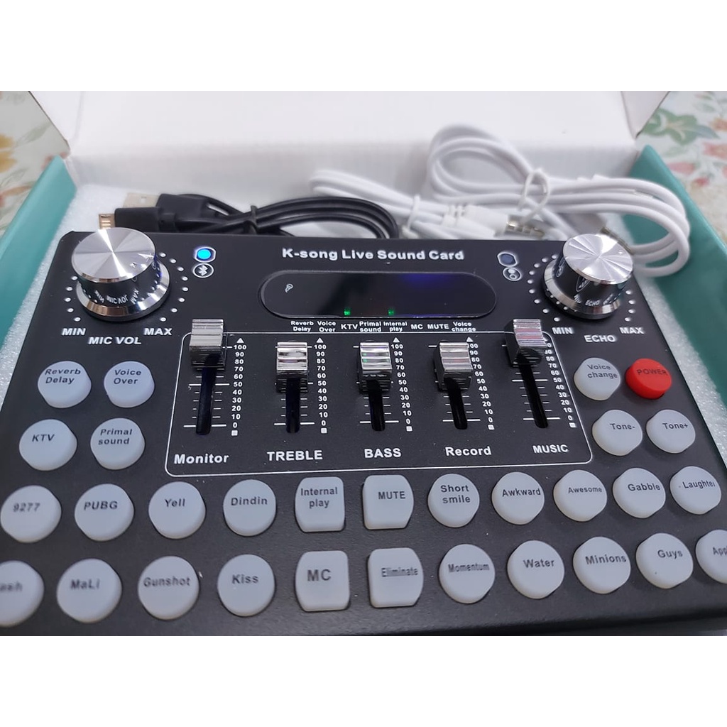 F9 Sound Card Audio Interface External USB Live Broadcast Microphone ...