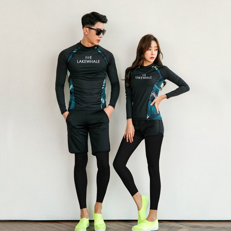Rush guard set Diving Suit Couple Swimwear Women Men Rash Guard ...