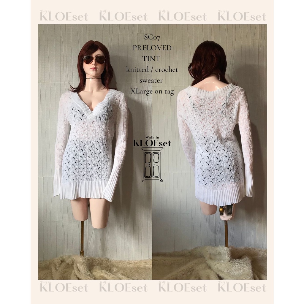 PRELOVED white knitted / crochet cover up sweater (SC07) | Shopee ...