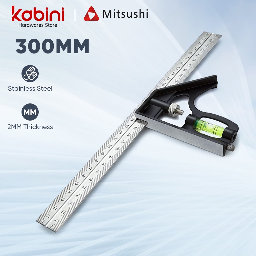 Mitsushi 300mm Adjustable Combination Square Angle Ruler 45/90 Degree ...