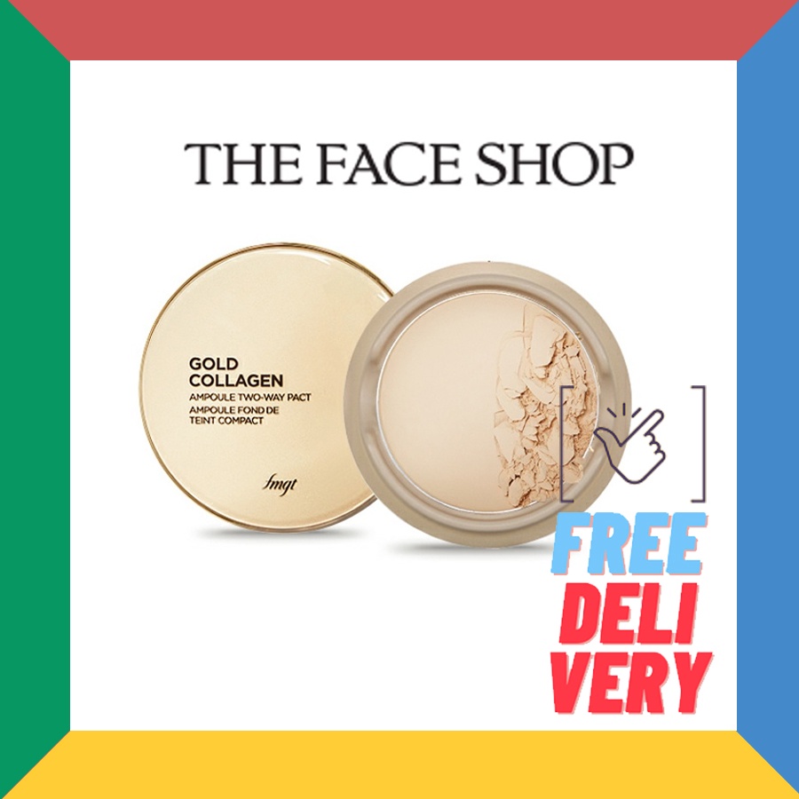 The Face Shop Fmgt Gold Collagen Ampoule Two Way Pact 10g 2 Colors ...