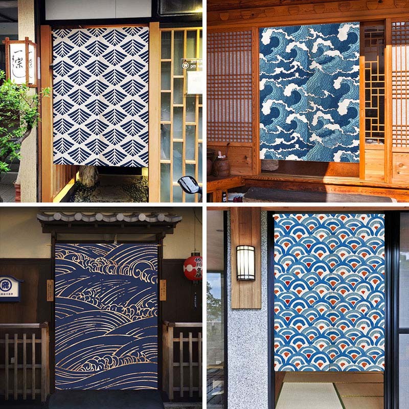 Japanese Noren Doorway Curtains Wide Artistic Crane&Sakura Tapestry ...