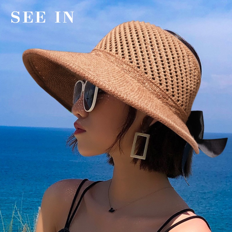 Cap for Woman Beach Hat Summer Straw Hat Korean Fashion Hollow Top ...