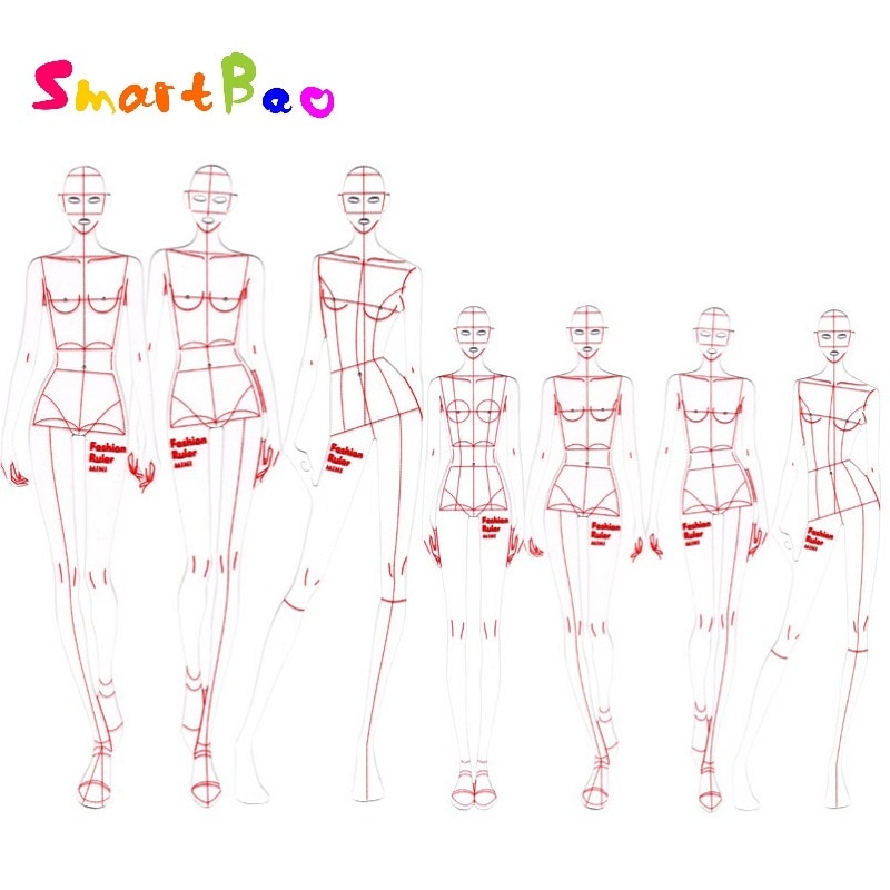 Fashion Drawing Template Ruler Set A4 A3 Woman Sewing Humanoid Patterns ...