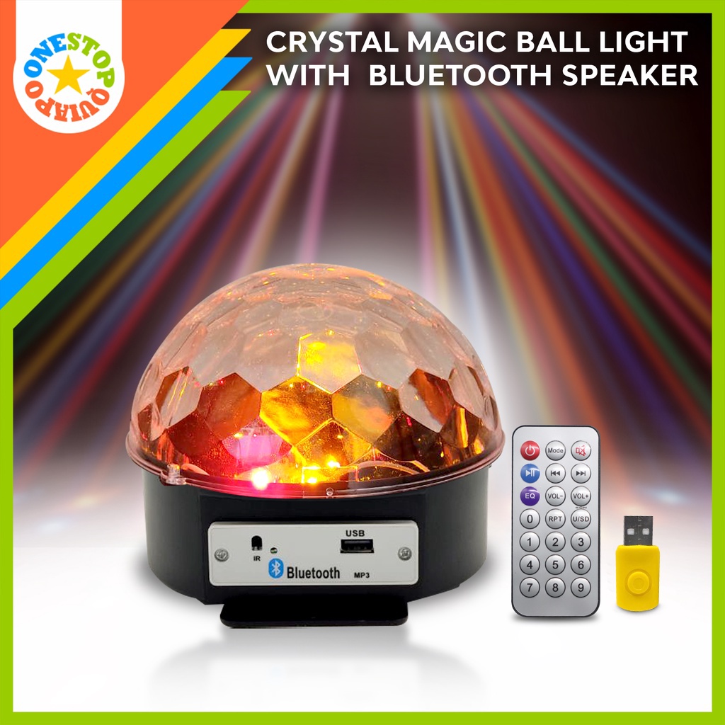 OSQ Crystal Ball Light Lamp with Bluetooth Speaker LED Disco Magic Ball ...