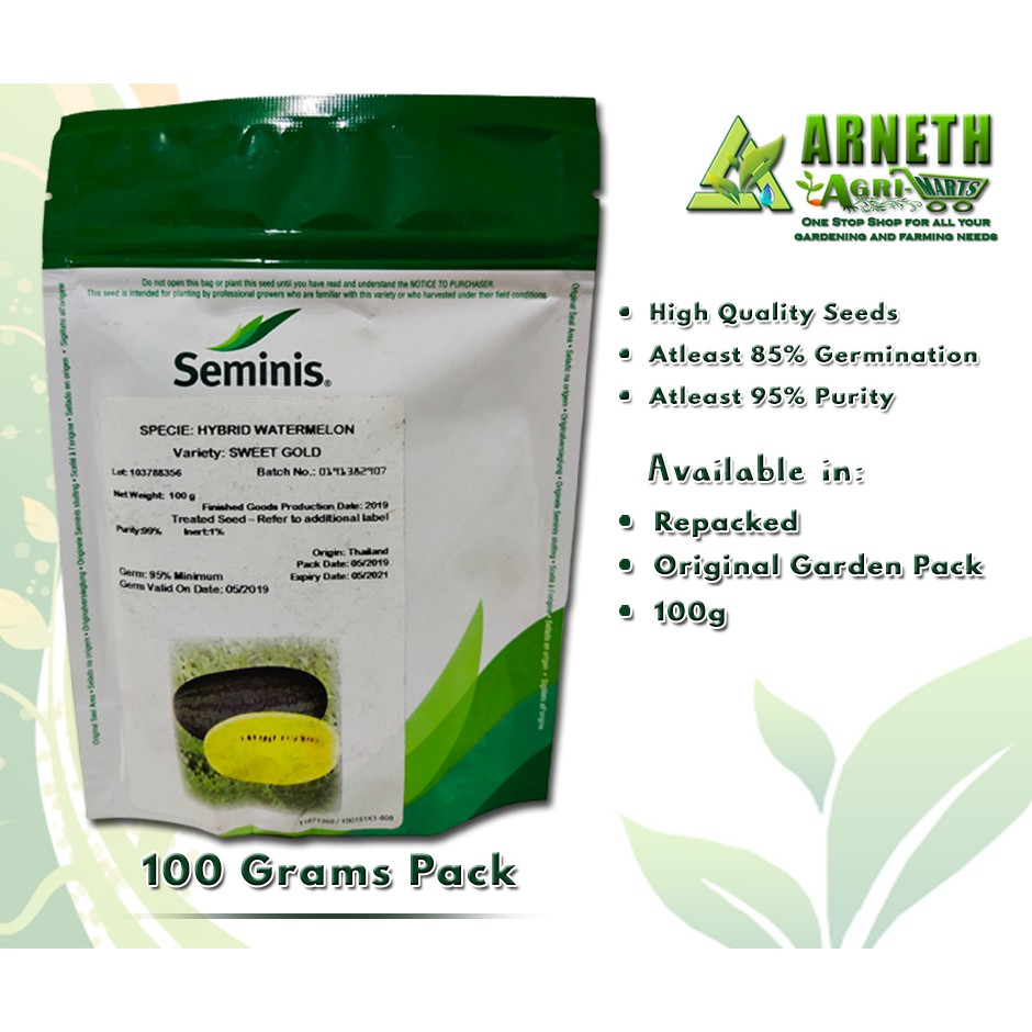 SWEET GOLD HYBRID WATERMELON SEEDS BY SEMINIS (100 GRAMS) | Shopee ...