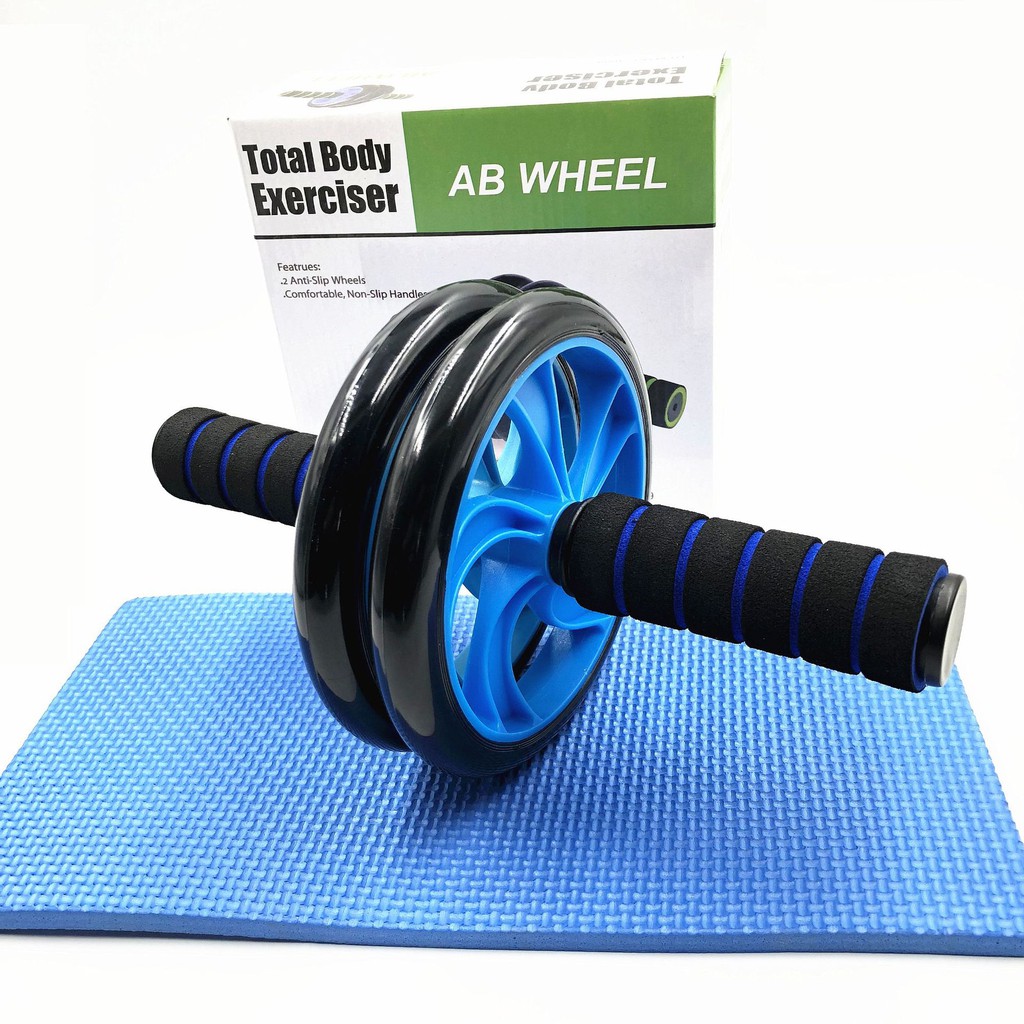 2 Wheels Ab Roller Abdominal Muscle ABS Fitness Dual Wheel Strength Gym ...