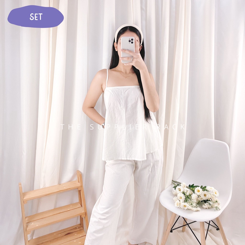 TSR Becca String Top & Wide-leg Pants Set (Trendy Korean Bangkok Cami ...