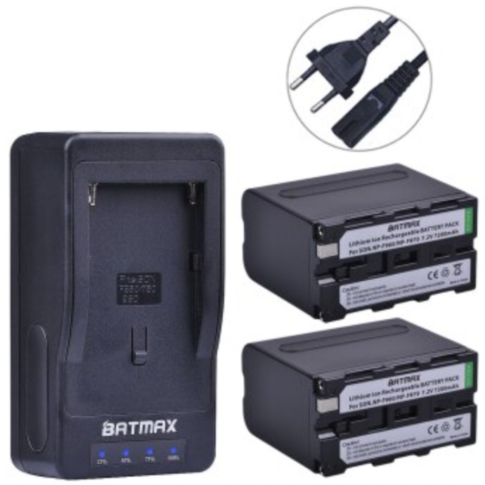 BATMAX 2pcs 7200mAh NP-F960 NP F970 F960 Rechargeable Camera Battery + Charger for SONY (Lee ...
