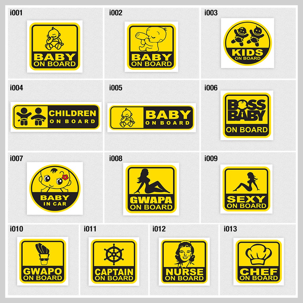 BABY ON BOARD / SEXY ON BOARD / GWAPO ON BOARD - VINYL STICKER ...