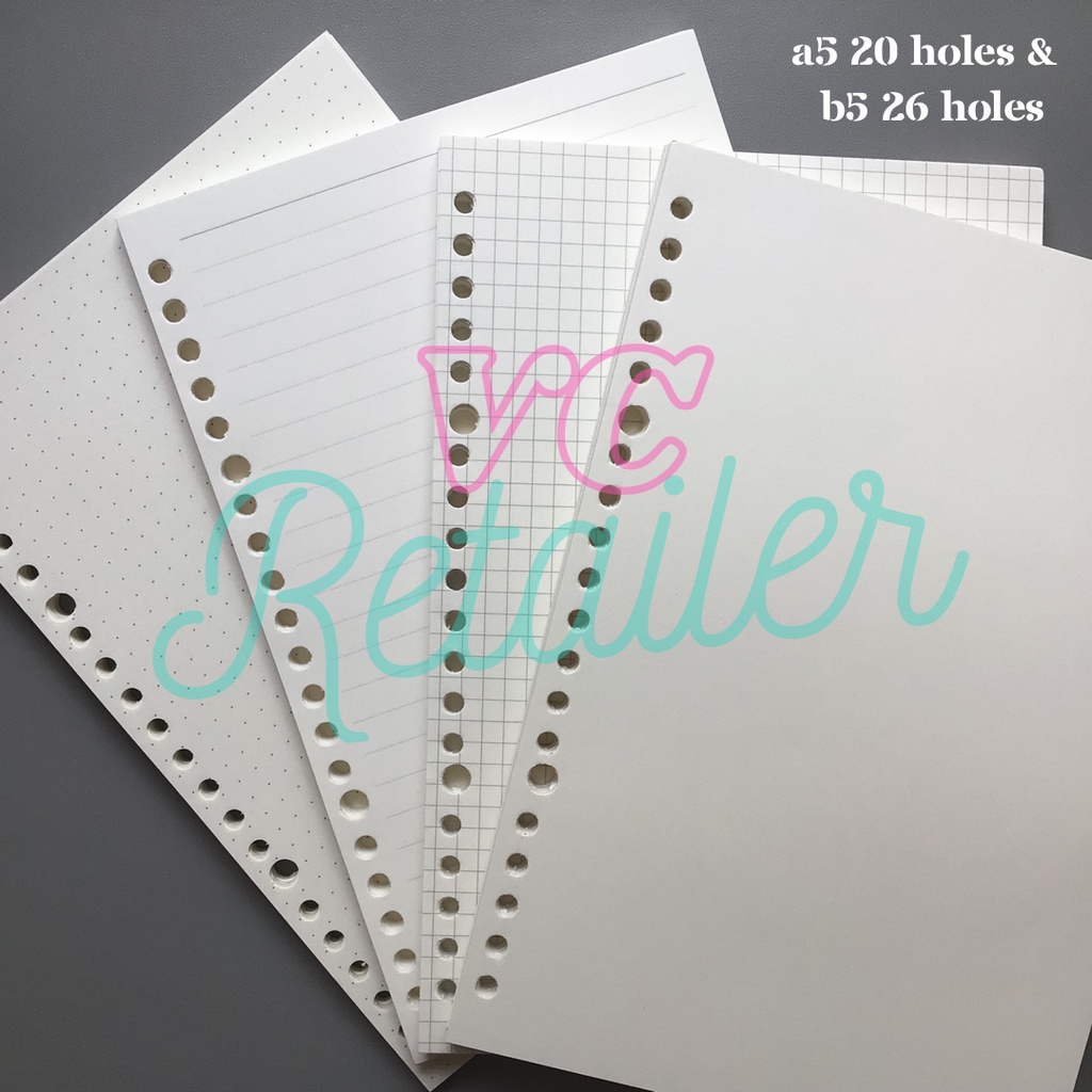 A5 20 Holes / B5 26 Holes High Quality Loose Leaf Refill for Binder ...