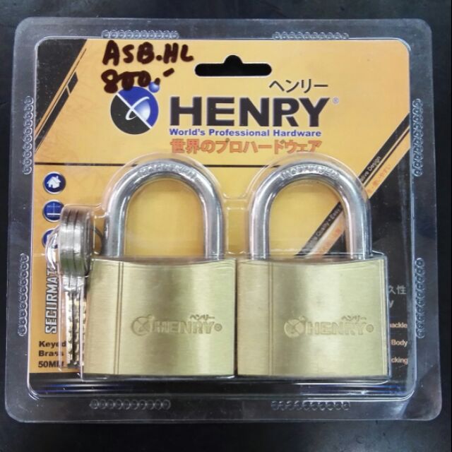 Henry 2 in 1 Keyed Aliked Brass Padlock 50mm | Shopee Philippines