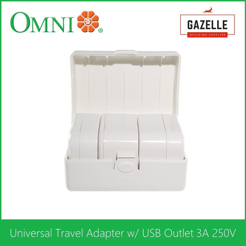 Omni Universal Travel Adapter w/ USB Outlet - WUA-005-PK | Shopee ...