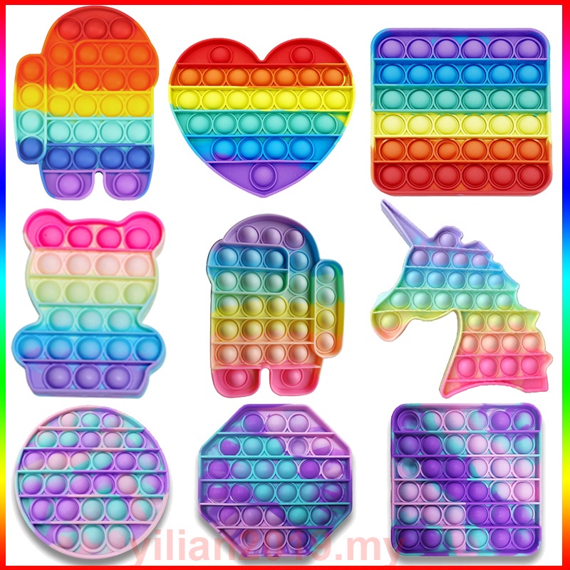 Pop It Bubbles Push Sensory Fidget Toy Stress Reliever Interactive ...