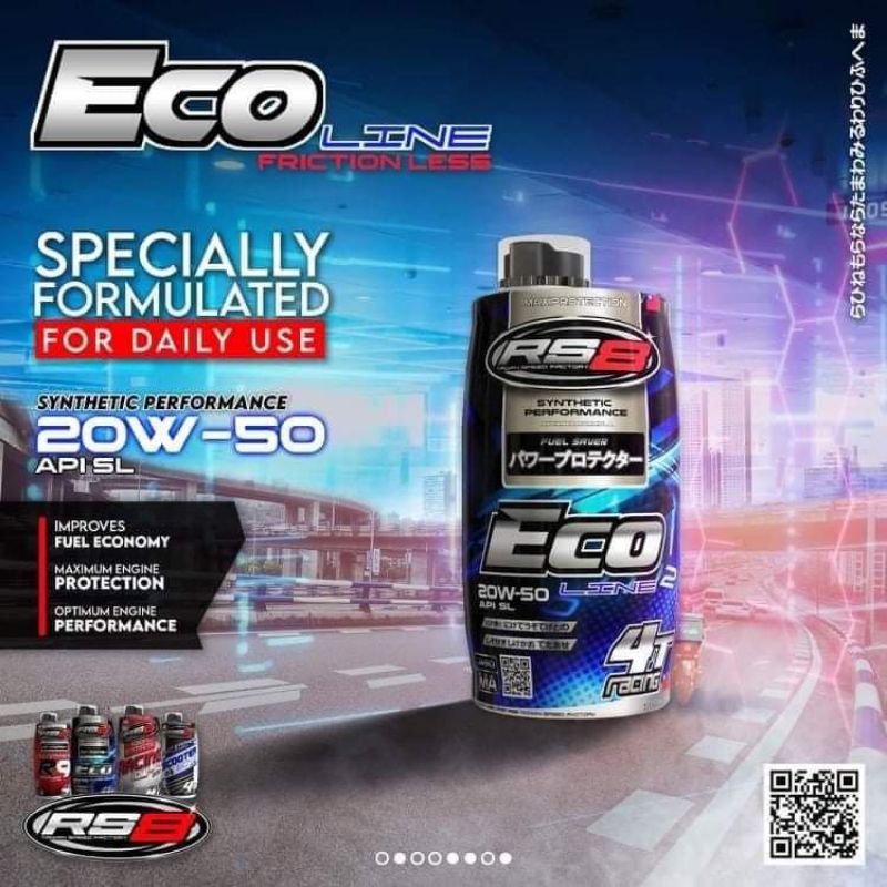 RS8 ECO LINE SL 20W-50 MA ( SYNTHETIC PERFORMANCE ) | Shopee Philippines