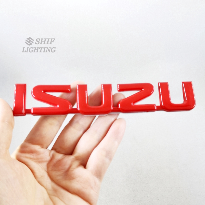 1 x Red ABS Chrome ISUZU Logo Letter Car Side Rear Trunk Emblem Sticker ...
