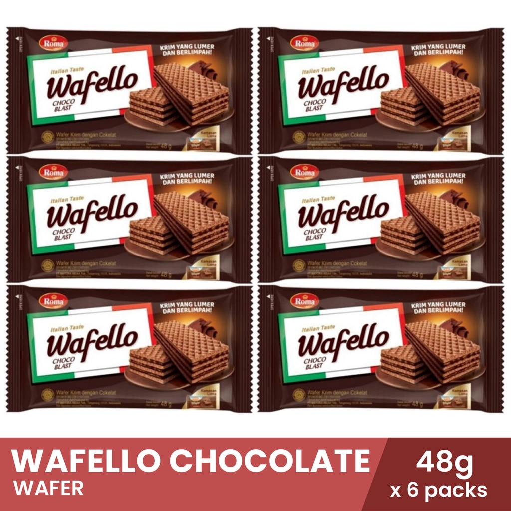 WAFELLO Chocolate Wafer 48g x 6 packs | Shopee Philippines