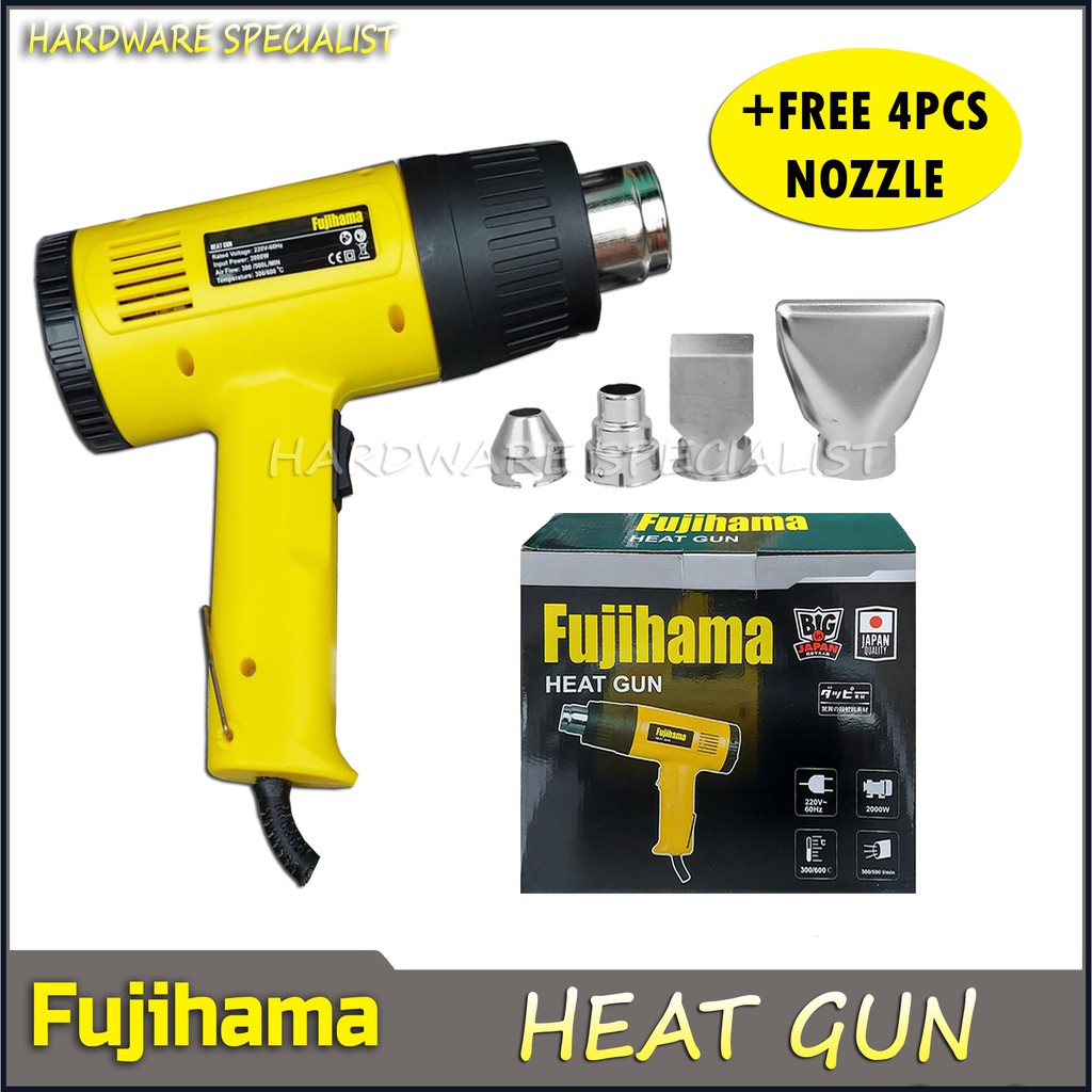 Fujihama Heat Gun 2000W with FREE 4 Nozzles | Shopee Philippines