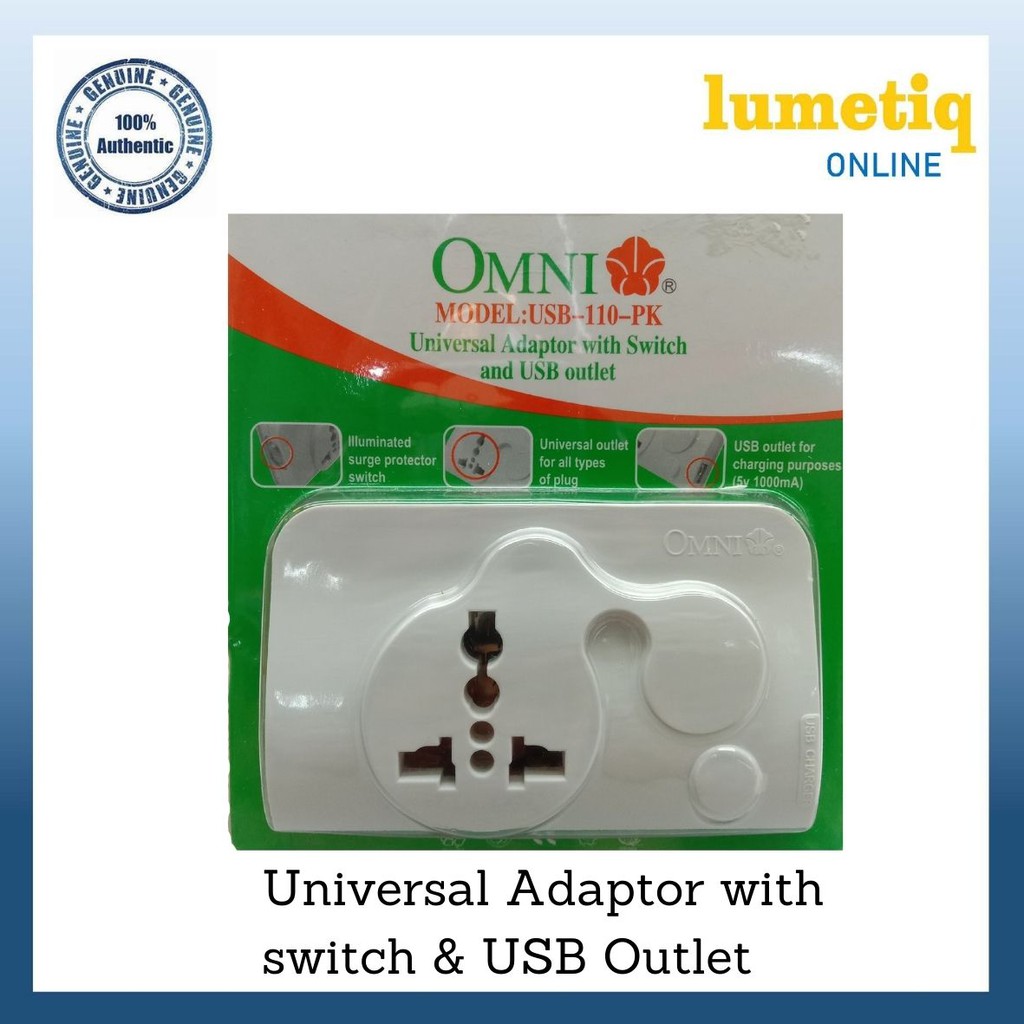 OMNI Universal Adaptor with Switch and USB Outlet | Shopee Philippines