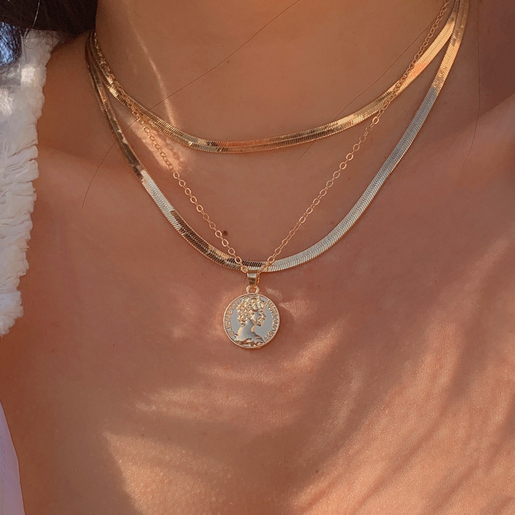 Golden Necklace Flat Snake Bone Chain Female Hip Hop Cool Style ...