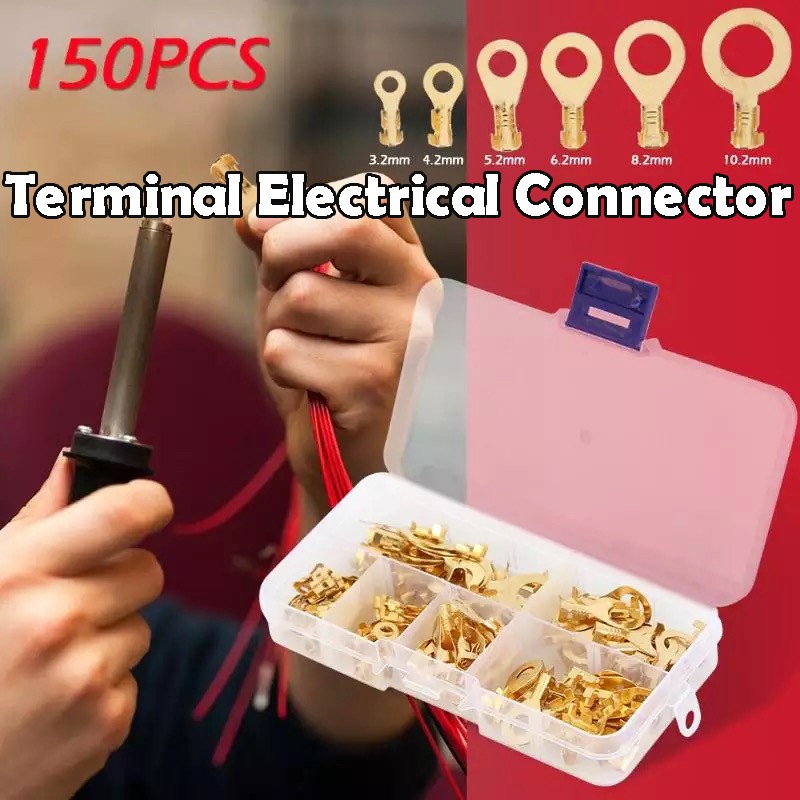 150pcs Ring Terminal Cable Lug Ring Terminal Electrical Connector Kit 3 ...