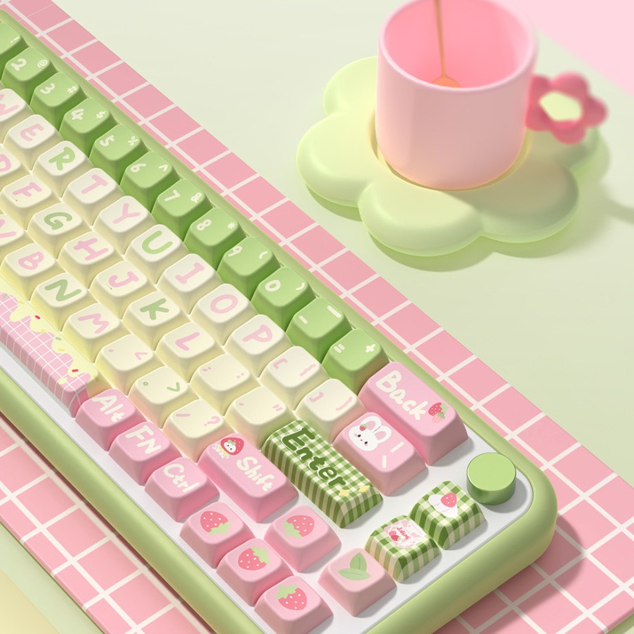 Strawberry Milk Rabbit Keycap MDA Height PBT Material Thermal ...