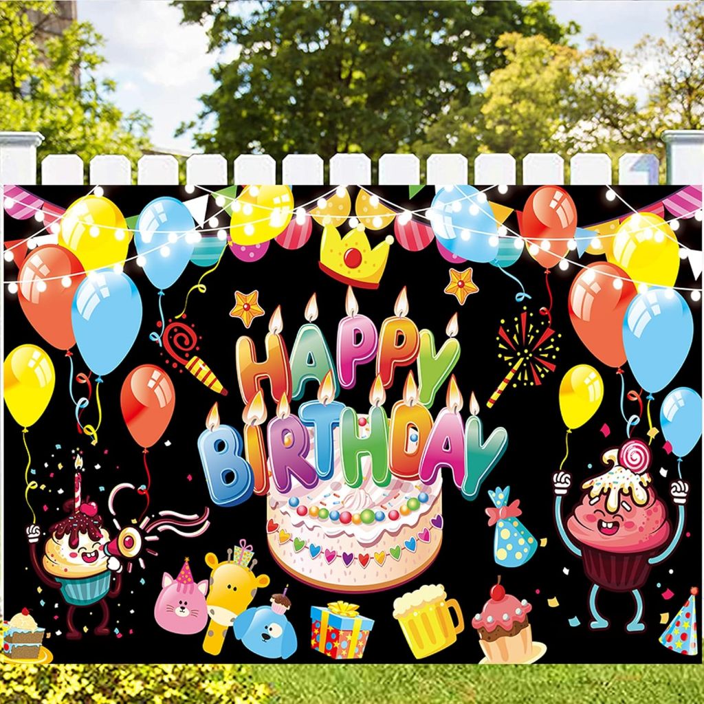 Happy Birthday Decorations Backdrop,Happy Birthday Banner, Birthday ...
