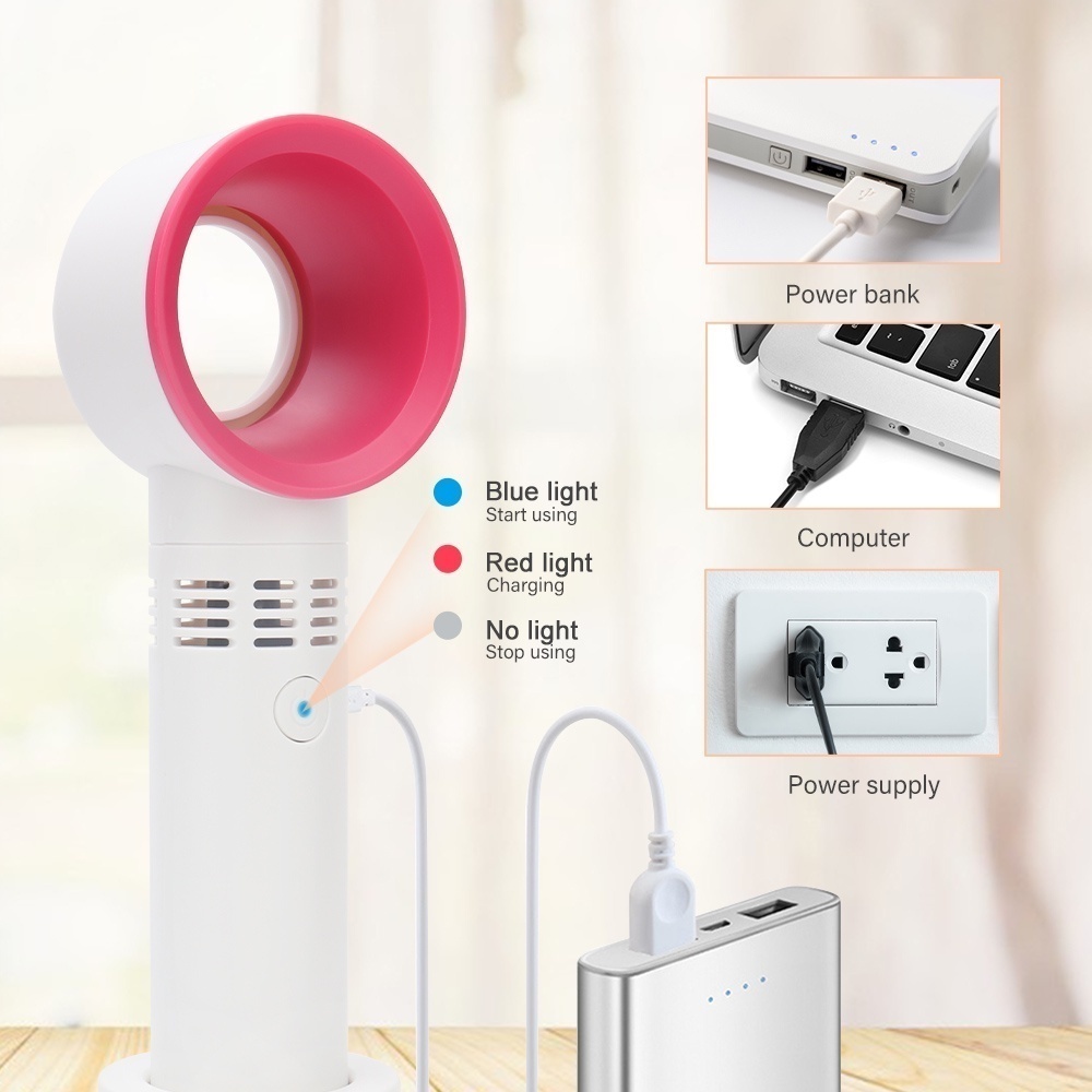 Mini fan bladeless portable pocket 3-speed multifunctional quiet ...