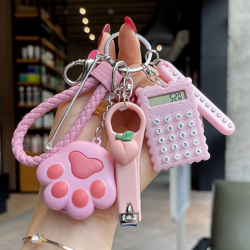 keychain key holder keyring bags/motor Pendant nail cuter calculator ...