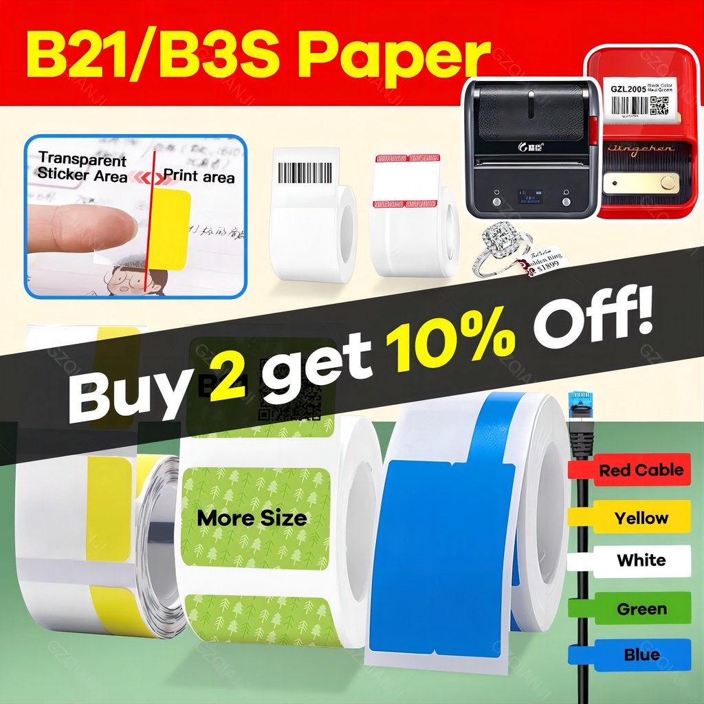 NIIMBOT B21/B3S/B203 Label Paper Name Sticker Waterproof Classified ...