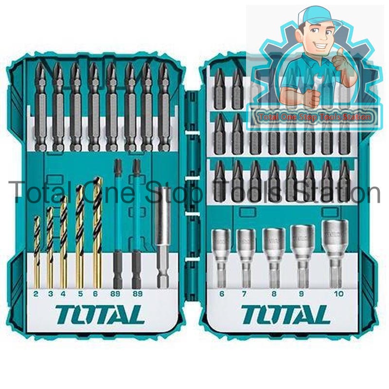 TOTAL 45PCS Impact Screwdriver bit set Premium Industrial TOOLS ...