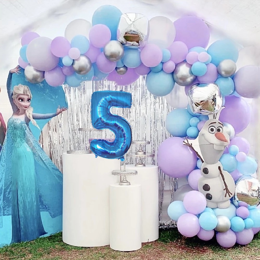 1Set Disney Frozen Theme Balloons Garland Arch Kit Snowflake Anna Alsa ...