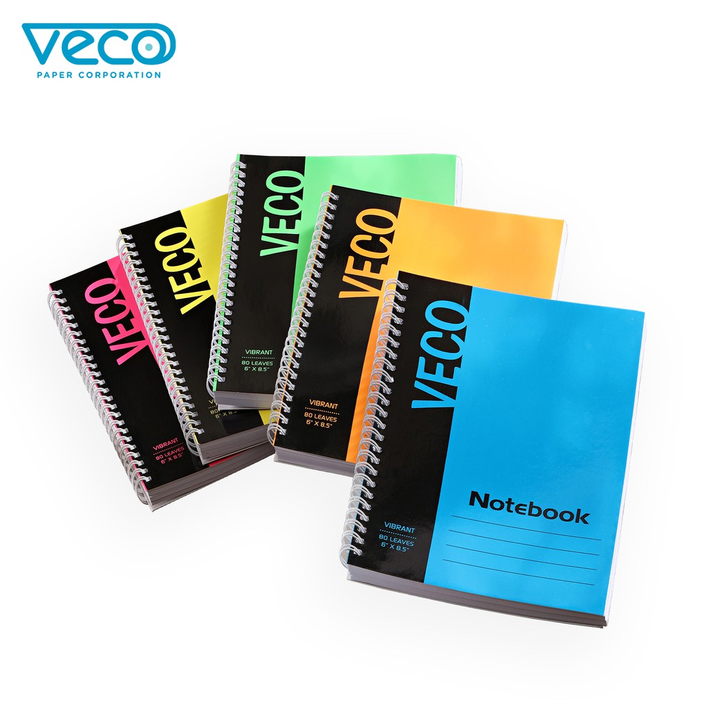 Veco Vibrant Notebook 80lvs 6x8.5in w/white ruled inside page (assorted ...