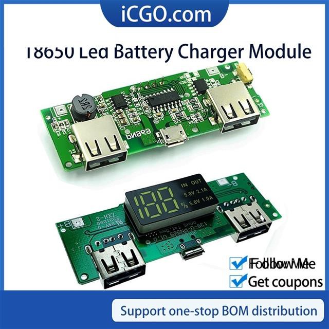 LED Dual USB 5V 2.4A Micro/Type-C USB Mobile Power Bank 18650 Charging ...