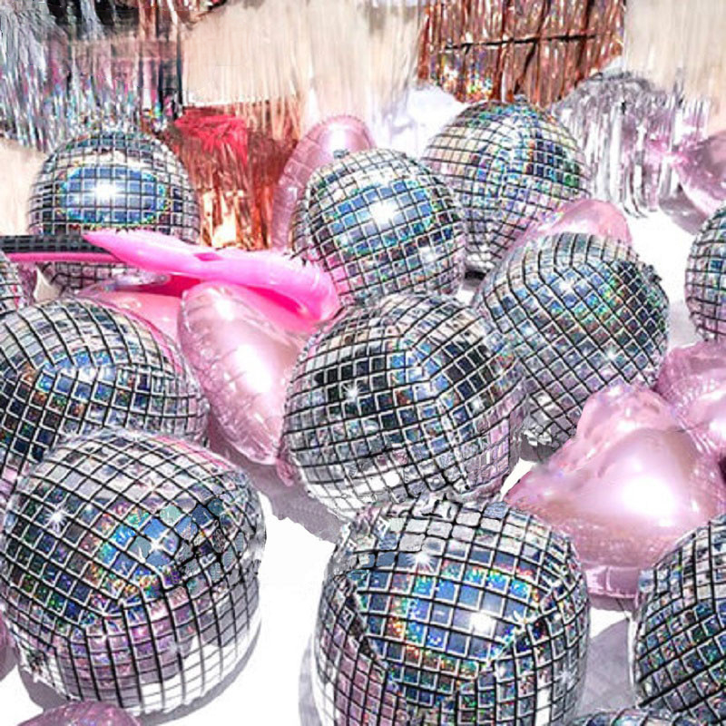 22inch 4D Disco Metalic Balloons Laser Foil Balloon Wedding Decor 80s ...