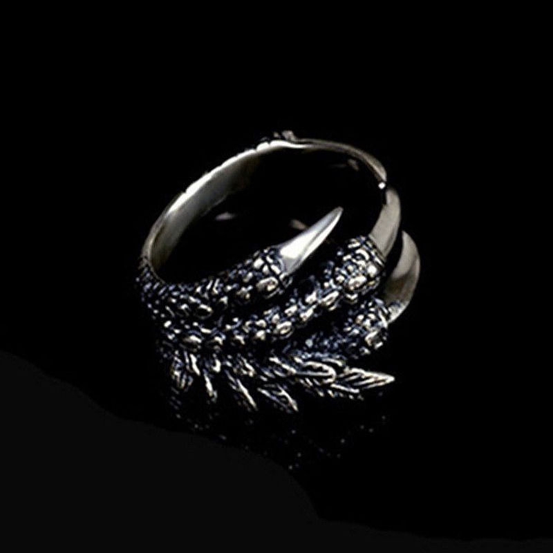Fashionable vintage ring personality opening dragon claw eagle claw ...